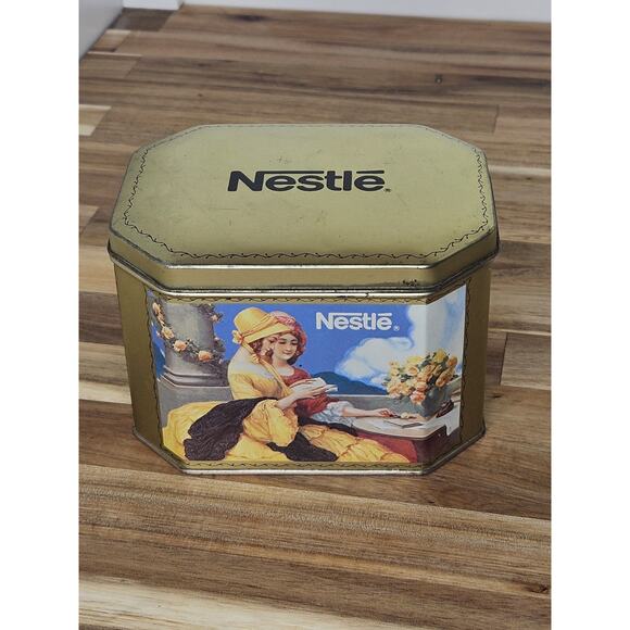Nestle' Toll House | Other | Vintage Nestle Foods Gold Metal Tin Hinged ...